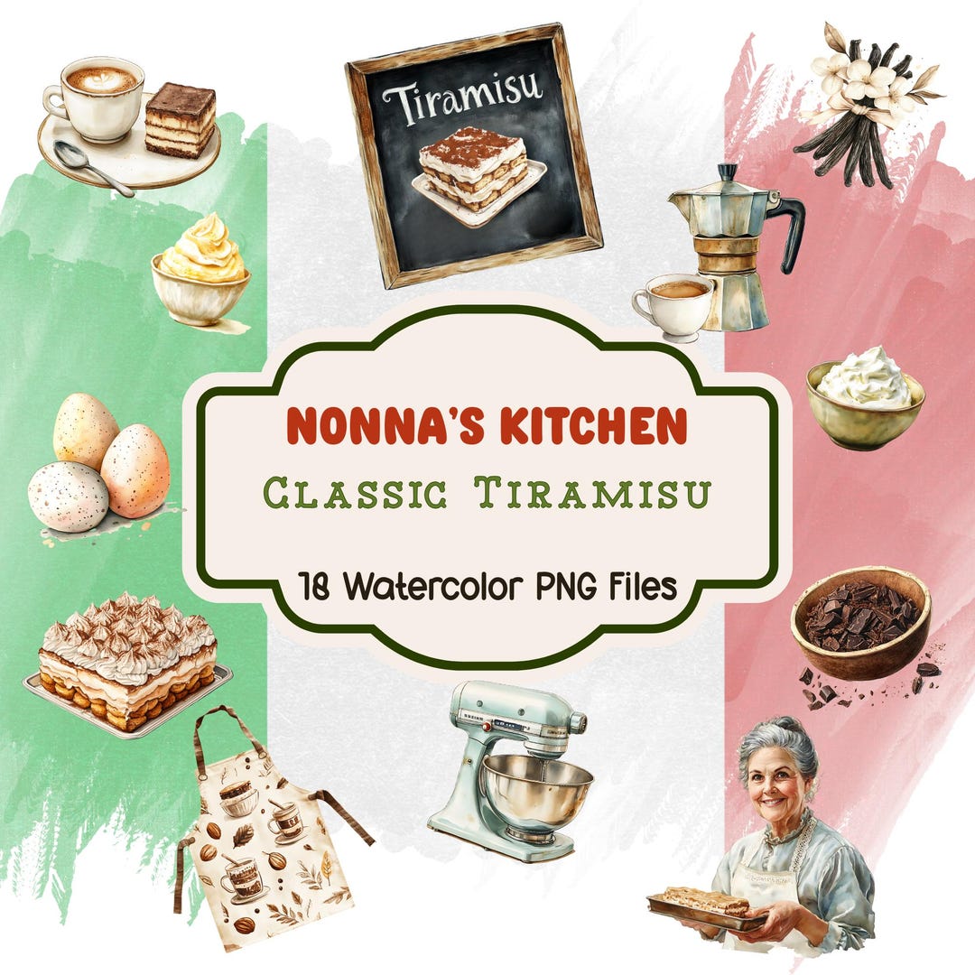 Nonna’s Kitchen Clipart – Classic Italian Tiramisu Dessert ...