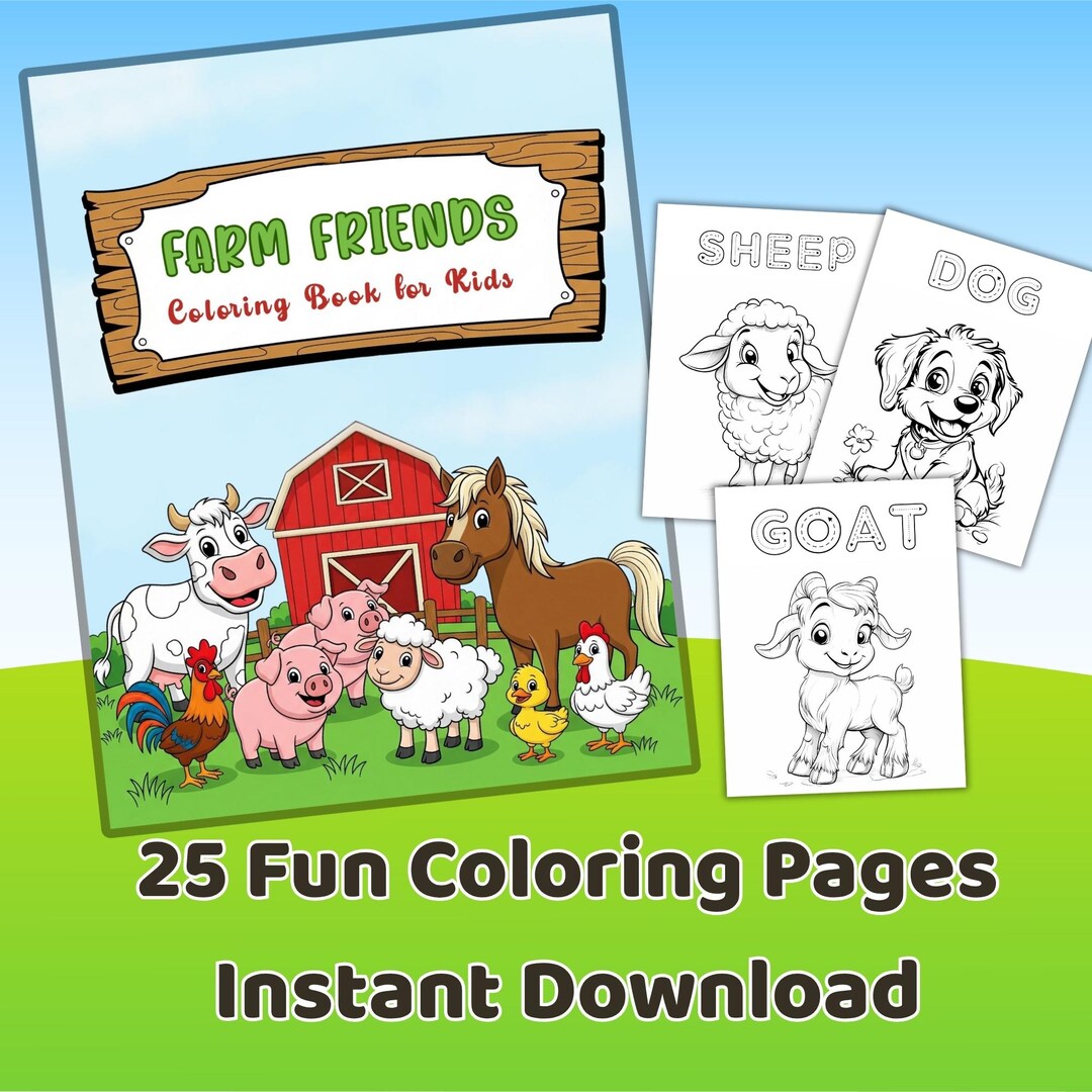 Farm Animals Coloring Book – Kids' Activity Pages (printable PDF) - Etsy