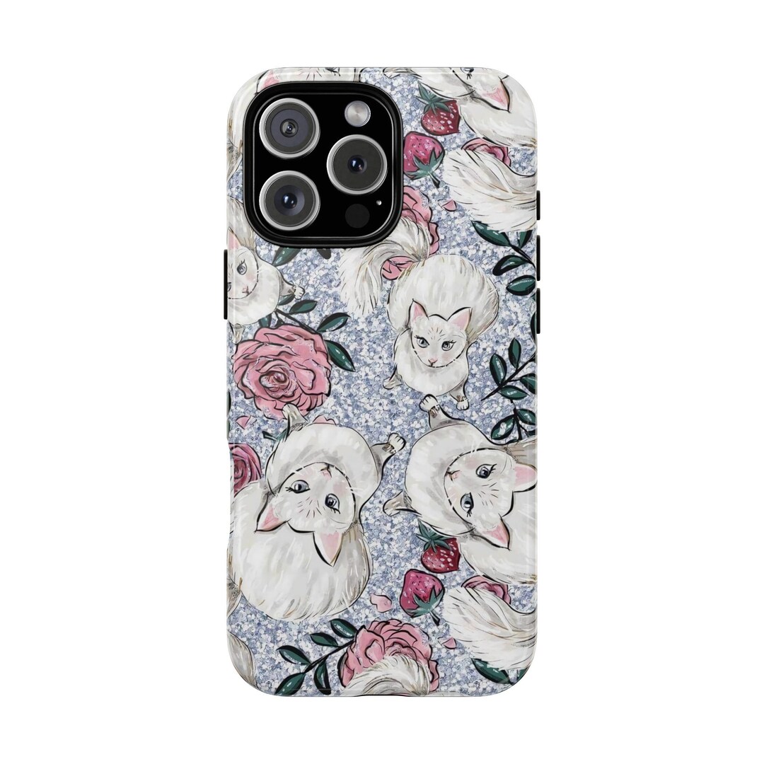 Cute Cats and Roses Phone Case - Auracaseworks - Etsy