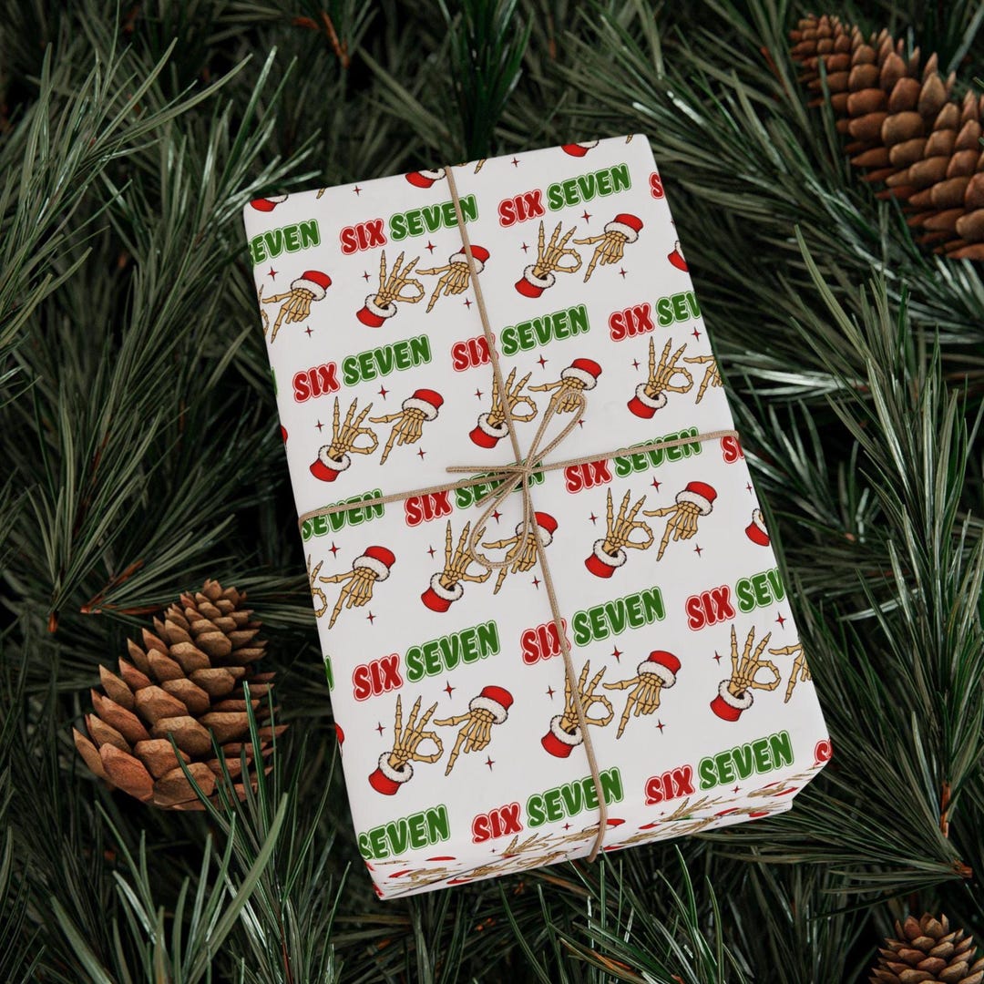 Six Seven Christmas Wrapping Paper, 67 Meme Christmas Gift Wrap, Kids ...