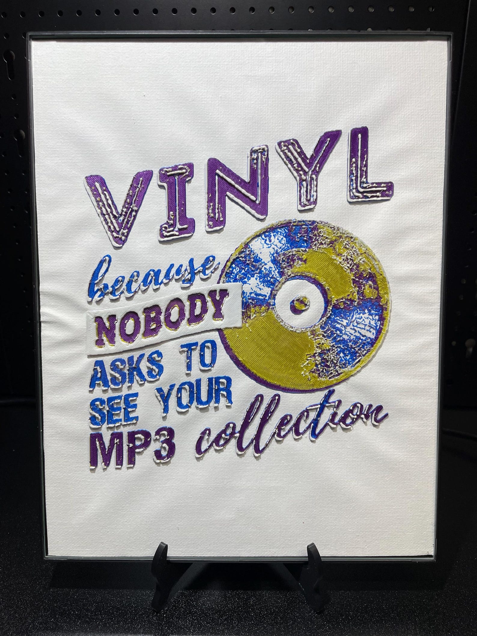 Vinyl Record Collector Meme Art: 3D Printed Framed Canvas - Etsy