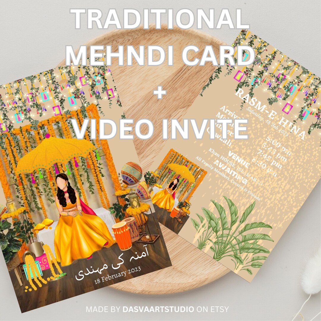 Traditional Mehndi Invitation + Video Mehndi Invite - Etsy