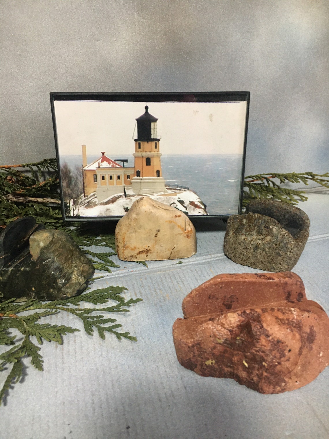 Rock Display Stand with a Framed Photo | Etsy