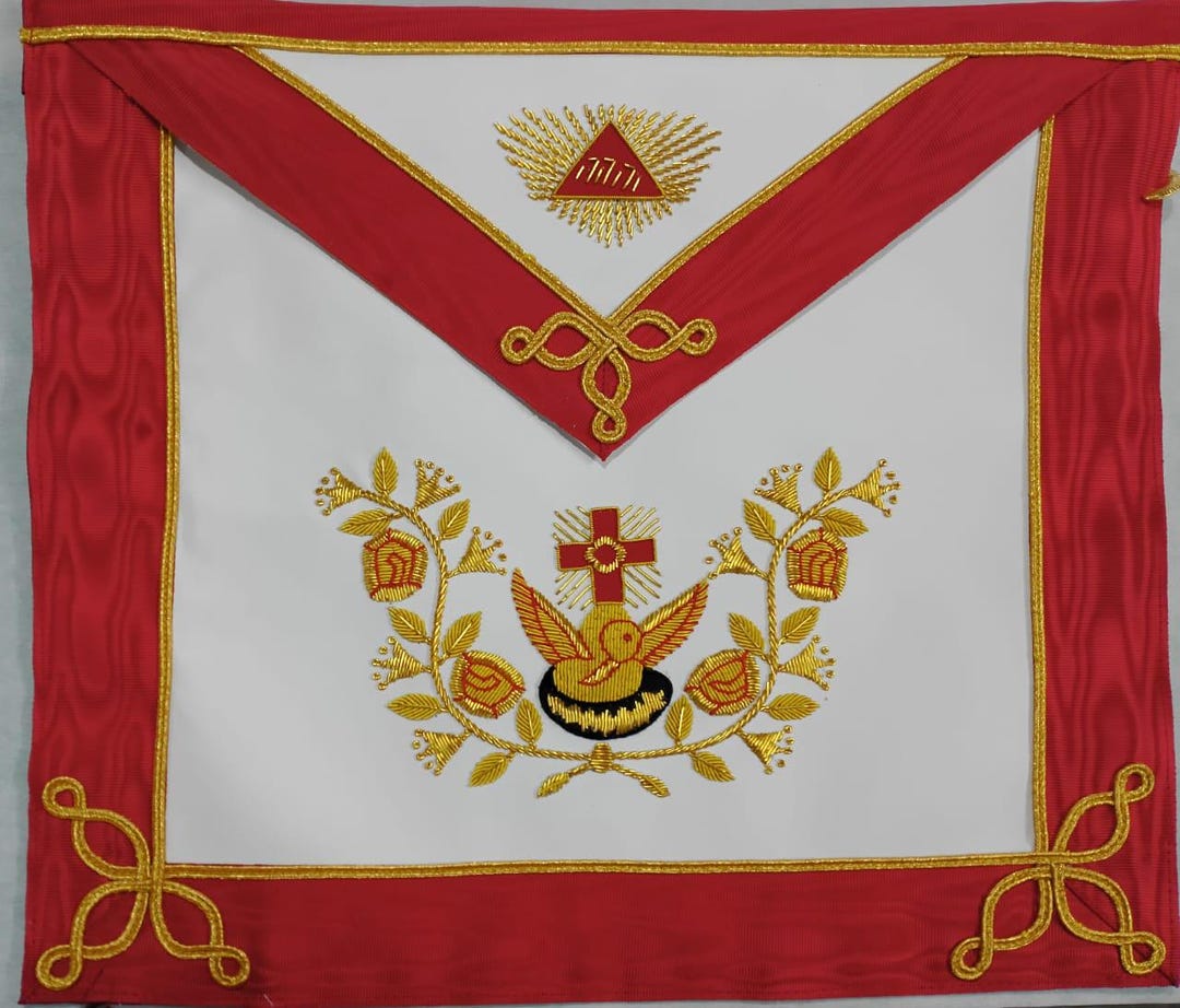 Masonic Regalia Rose Croix 18th Degree Gold Embroidered Apron Handmade ...
