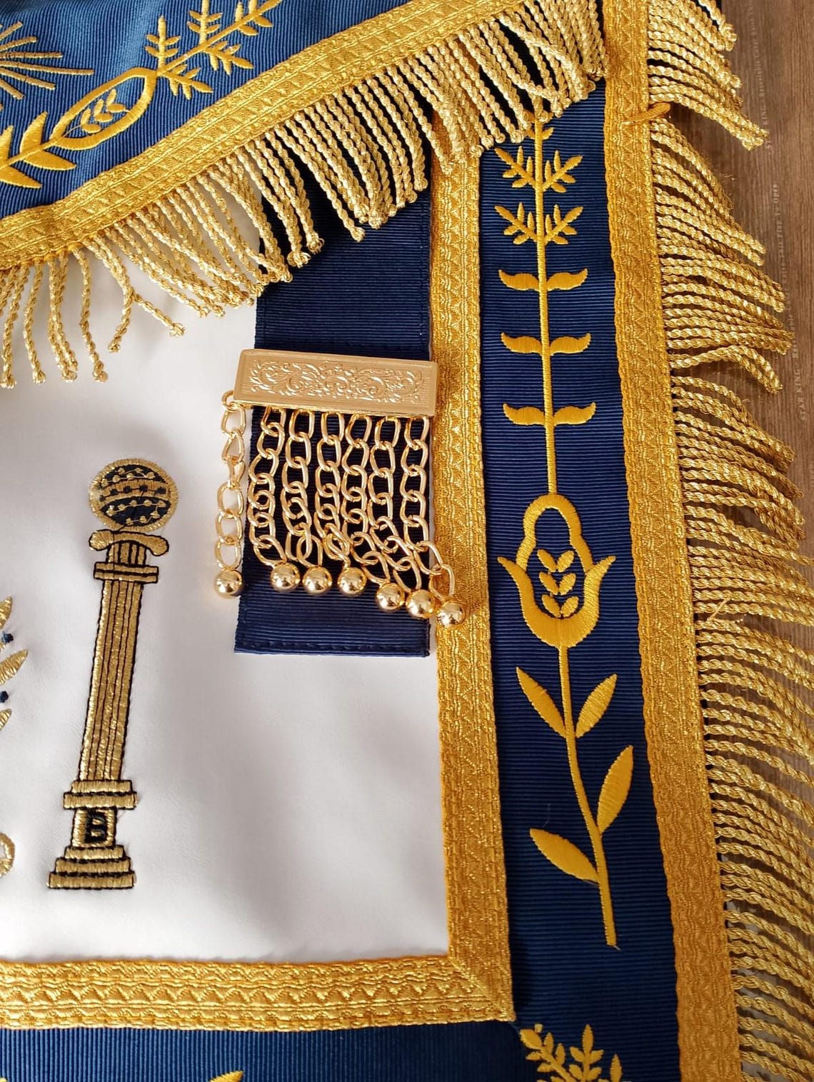 Master Mason Blue Lodge Apron – Navy Blue With Pillars, Premium Quality ...