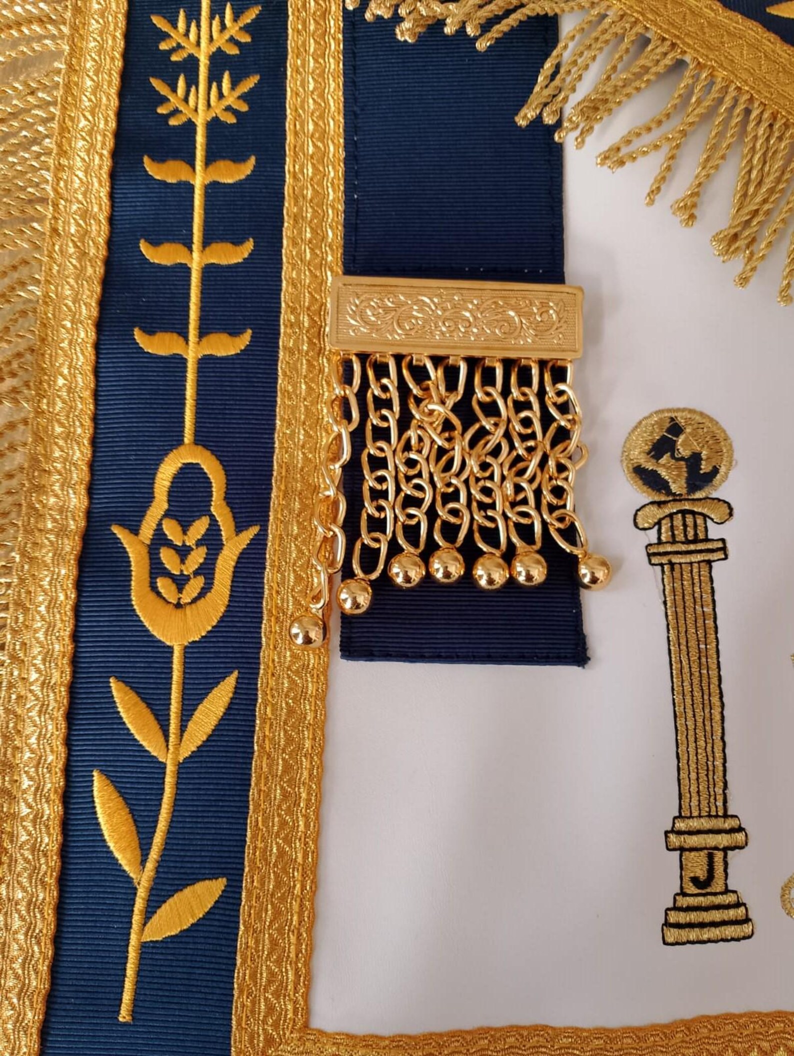 Master Mason Blue Lodge Apron – Navy Blue With Pillars, Premium Quality ...