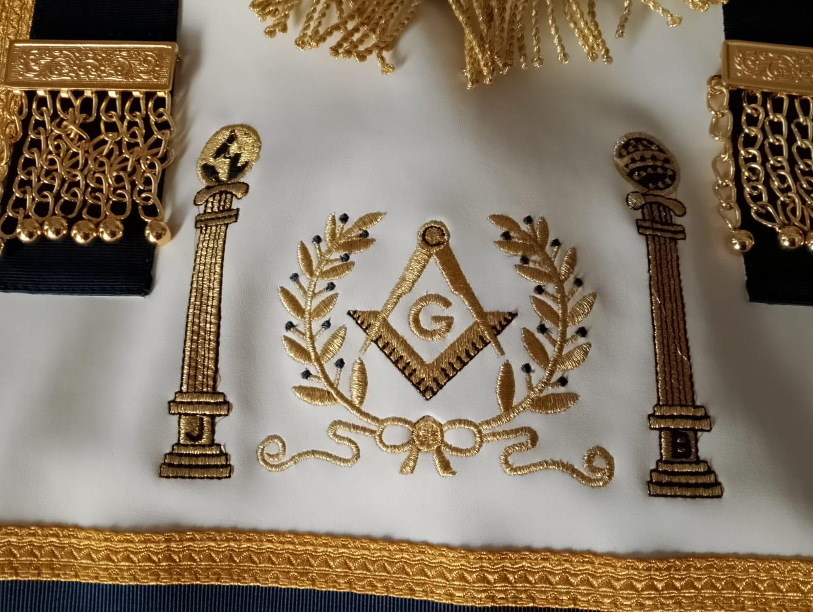 Master Mason Blue Lodge Apron – Navy Blue With Pillars, Premium Quality ...