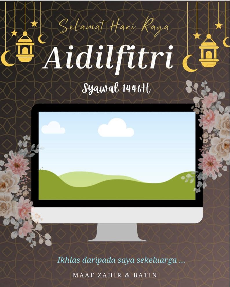 30 Editable Digital HARI RAYA CARD, Kad Hari Raya, Eid Mubarak, Eid ...
