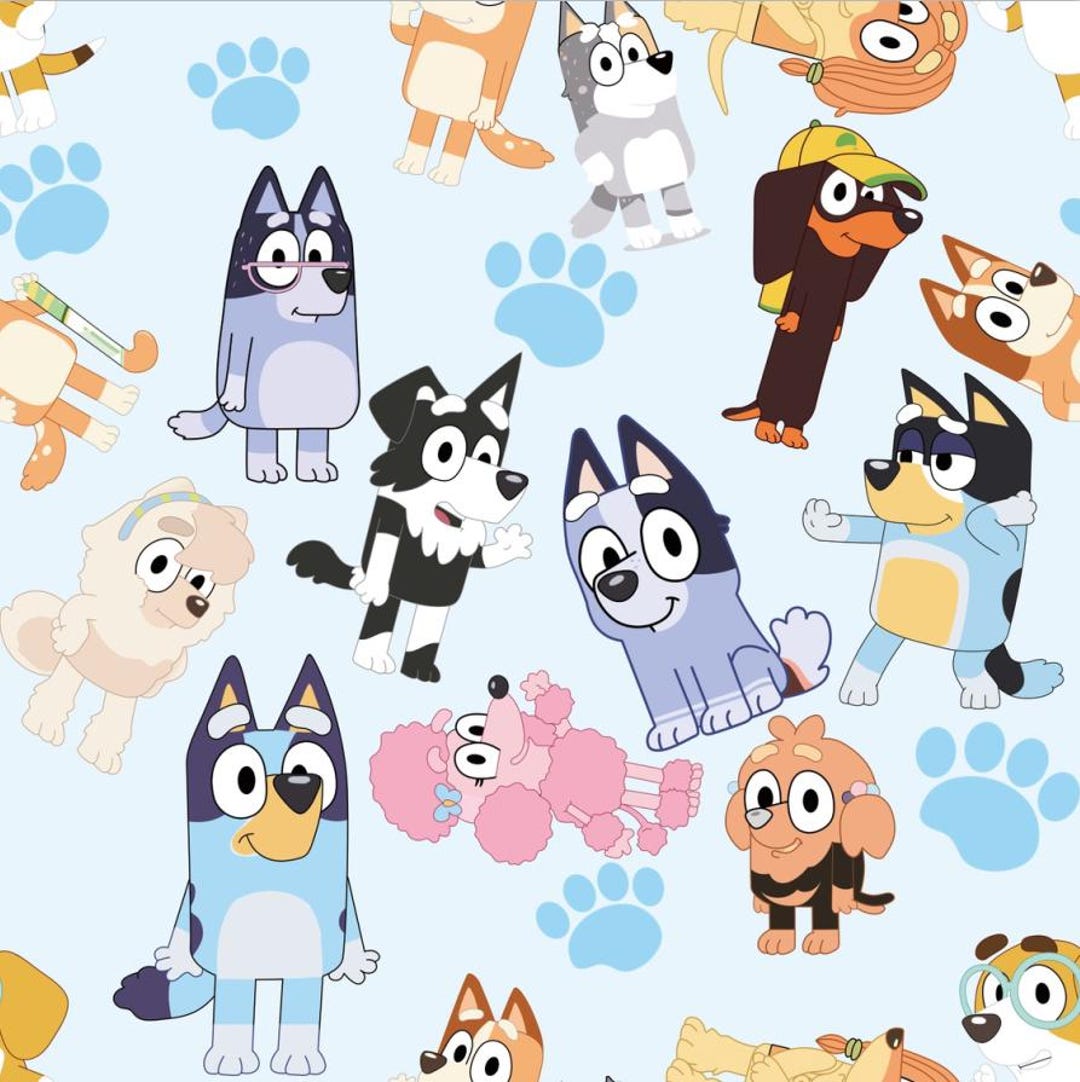 Bluey Fabric Blue Dog Fabric Bluey and Bingo Fabric Cartoon Anime ...