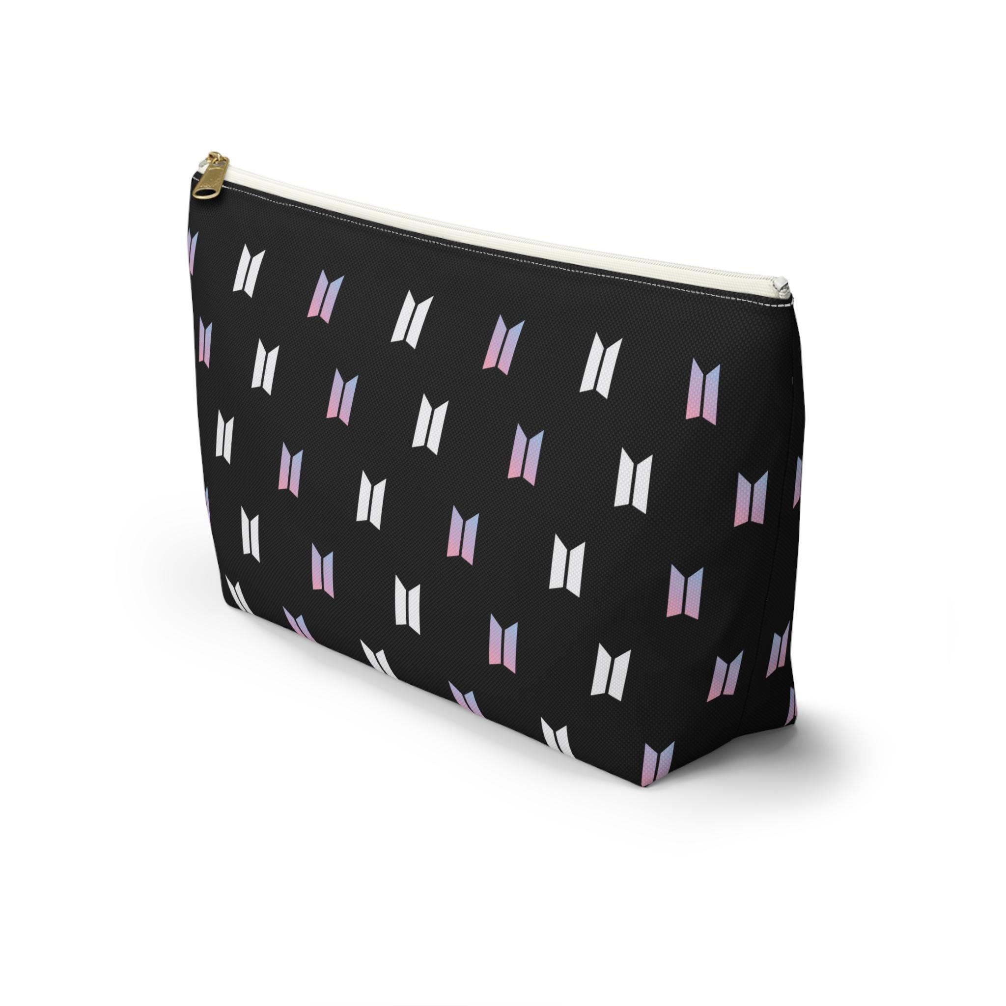 BTS Logo Pattern Pouch - ARMY Makeup & Travel Organizer With Zipper ...