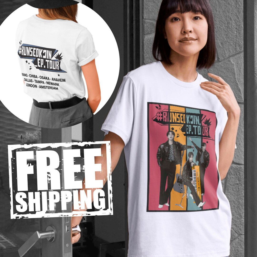 BTS Jin Run Seokjin Ep. Tour Shirt With Back Print - Kim Seokjin Retro Vintage Tee | ARMY ...