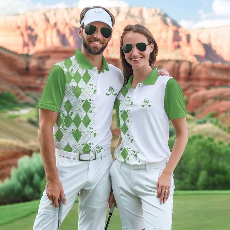 Green Argyle Golf Polo Shirt: Custom Couple Matching Outfit - Etsy