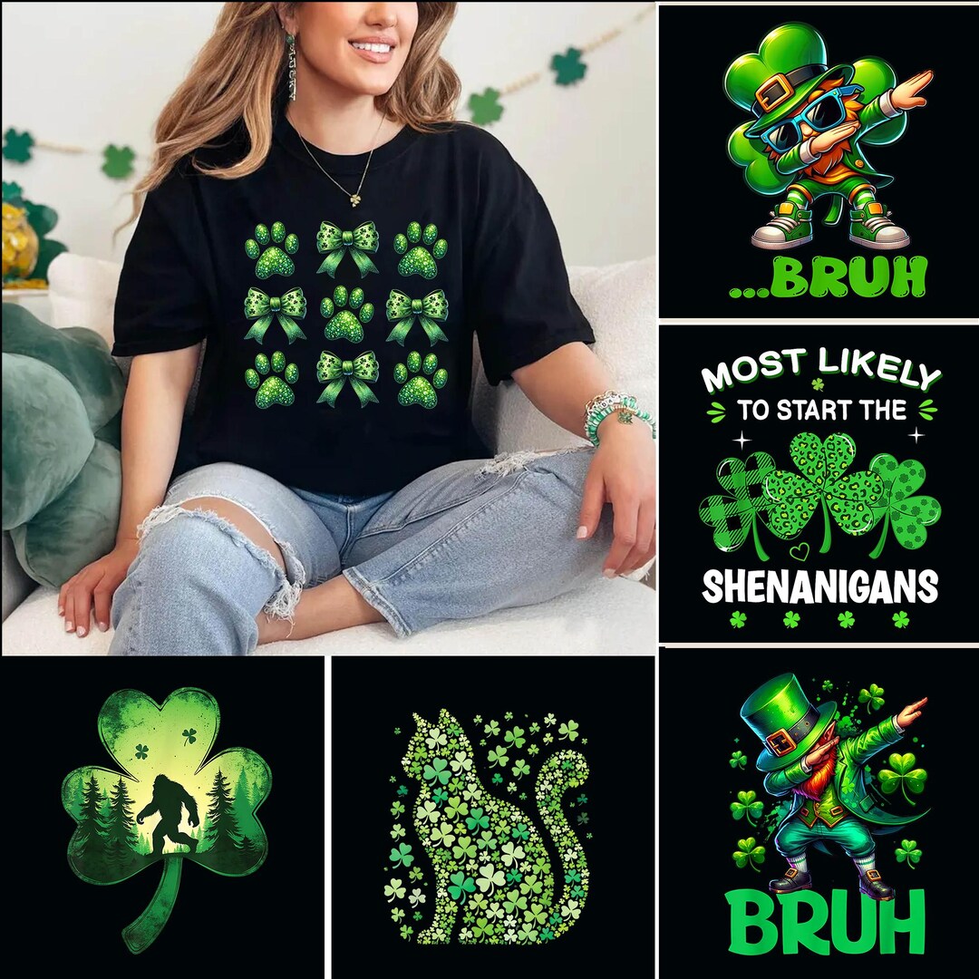 St Patricks Day Png Bundle, Bruh St Patrick's Day Png, Cat Dog St ...