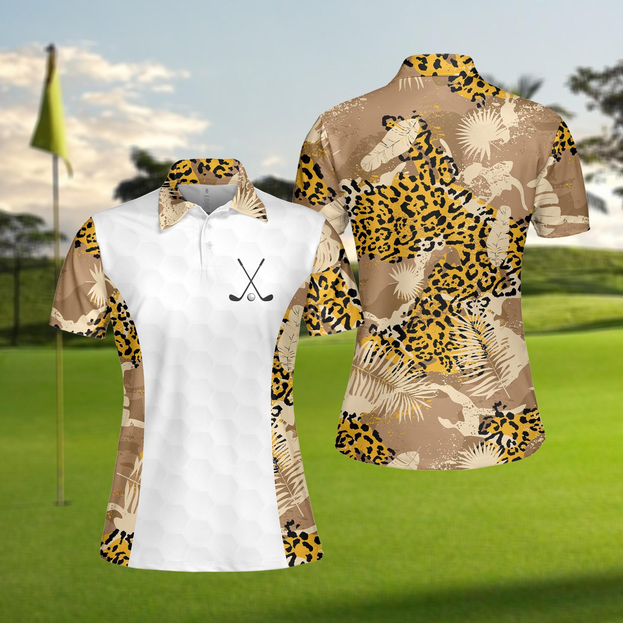 Women Golf Polo Shirt, Leopard Pattern Golf Polo Shirt, Gift for Golfer ...