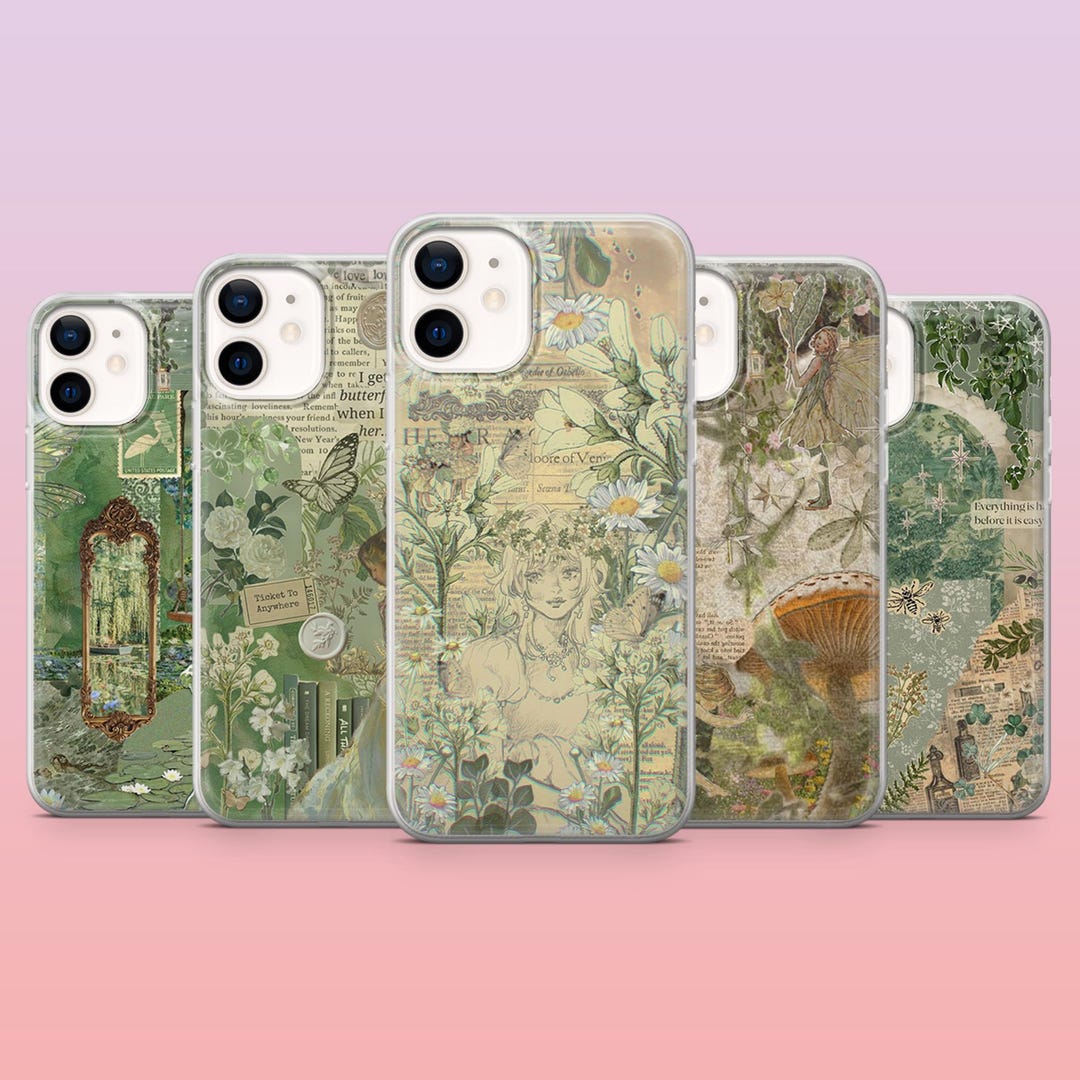 Fairy Core Phone Case Sage Green Nature Cover for iPhone 16 Pro, 15, 14 ...