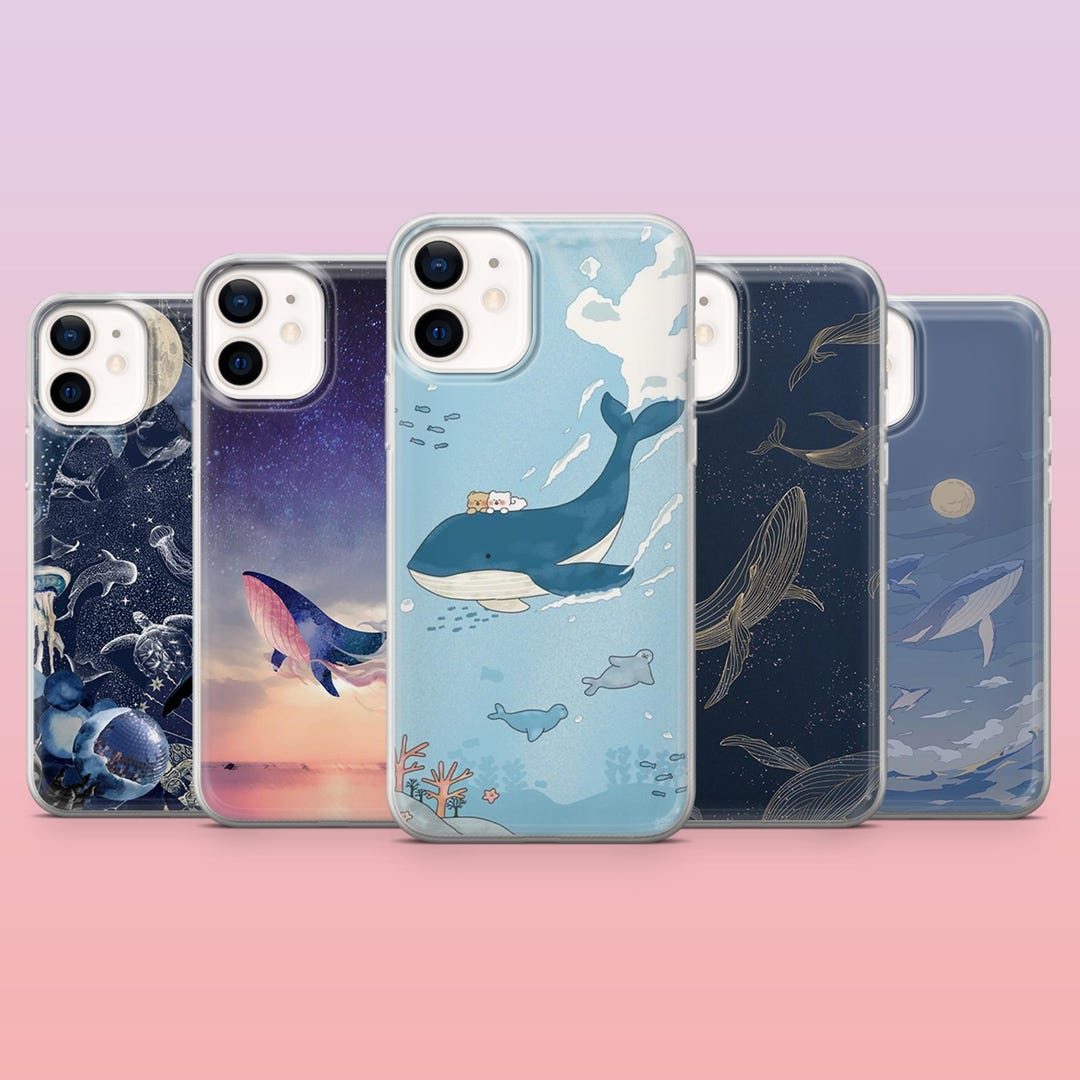 Whale Phone Case Ocean Marine Life Cover for iPhone 16 Pro, 15, 14, 13 ...