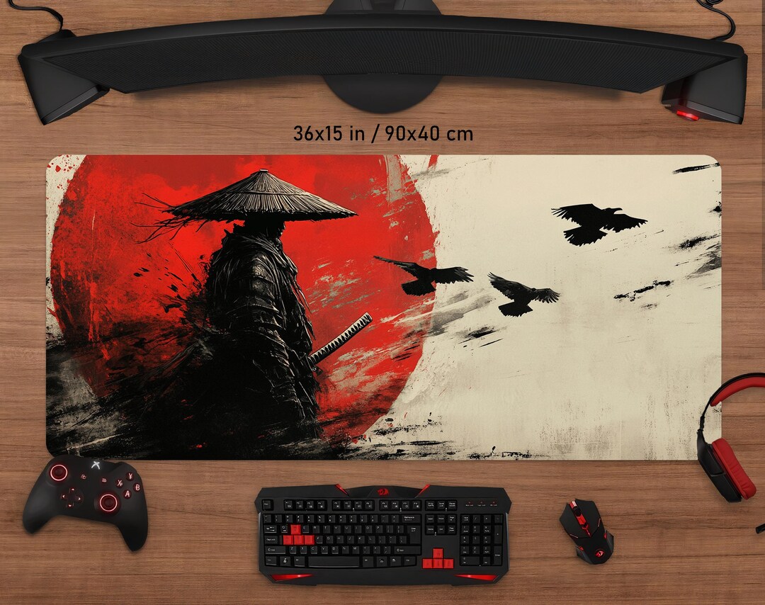 Samurai Japanese Art Gaming Mouse Pad: Vivid Anime Desk Mat - Etsy