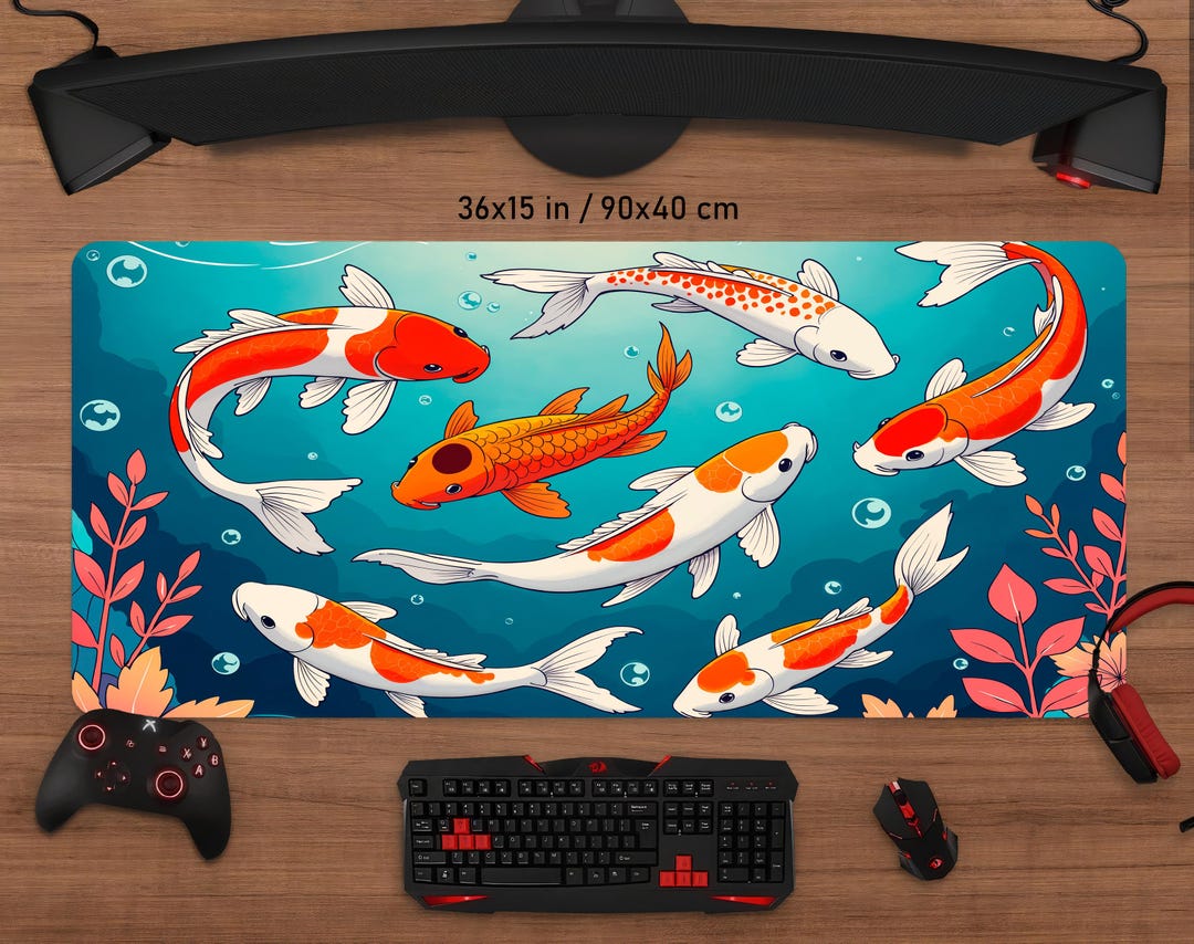 Koi Fish Mouse Pad • Personalized Printing • Gaming Mouse Pad ...