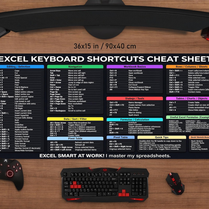 Excel Cheat Sheet Desk Mat - Etsy