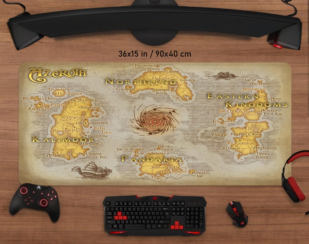 Azeroth Map Mouse Pad: Vivid Print Gaming Desk Mat - Etsy
