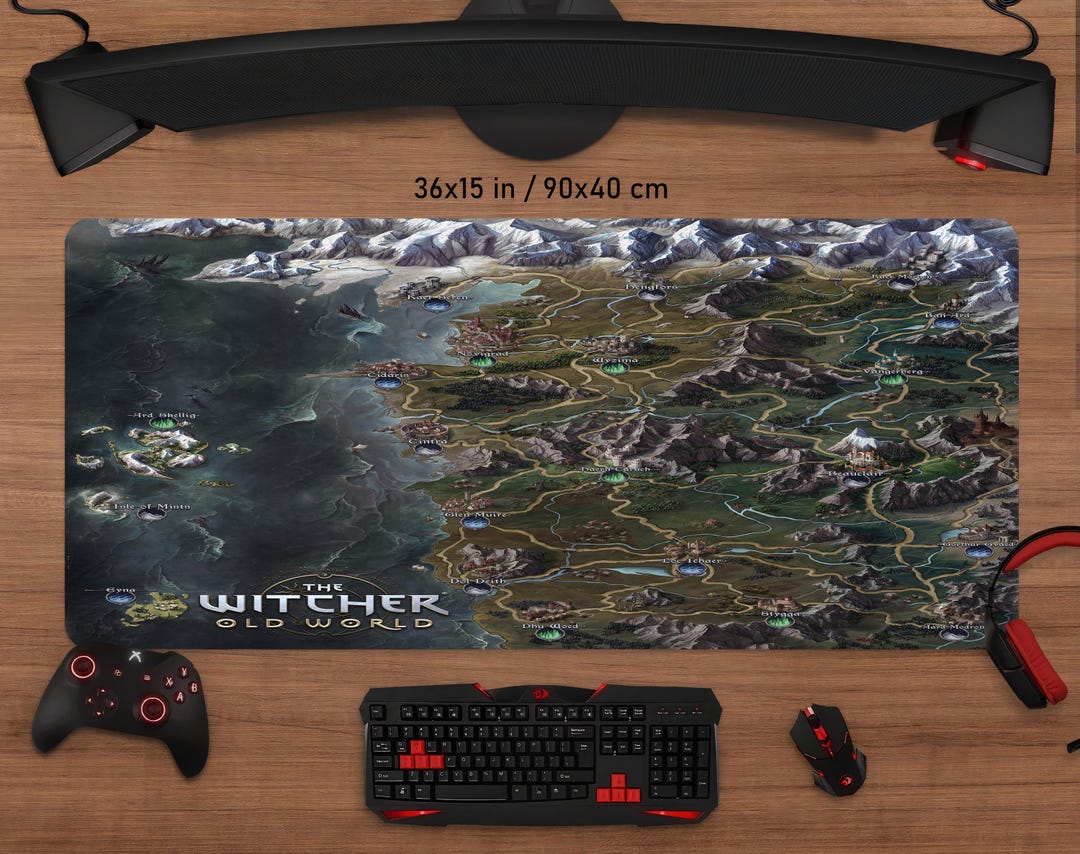 The Witcher 3 Wild Hunt Map Mouse Pad • Personalized Printing • Gaming ...