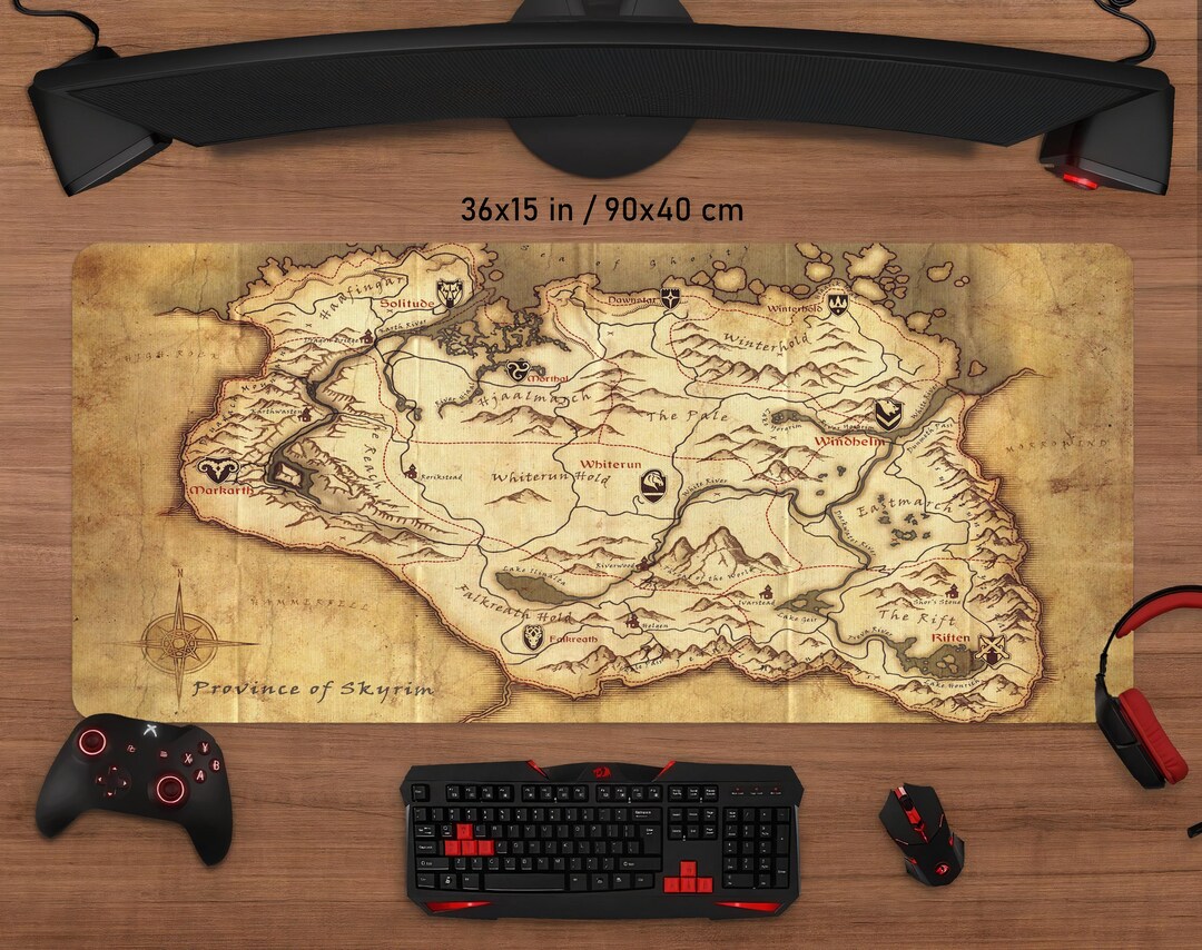 The Elder Scrolls V Skyrim Map Mouse Pad • Personalized Printing ...