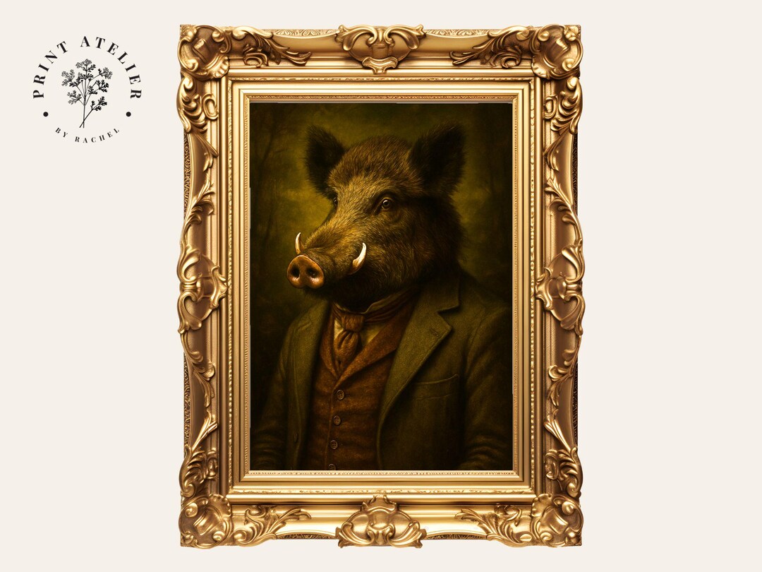 Victorian Wild Boar Print: Antique British Woodland Decor (digital ...