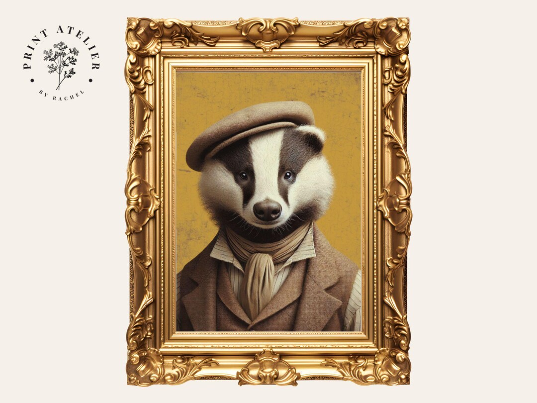 Victorian Badger Portrait: Antique British Animal Print (digital ...