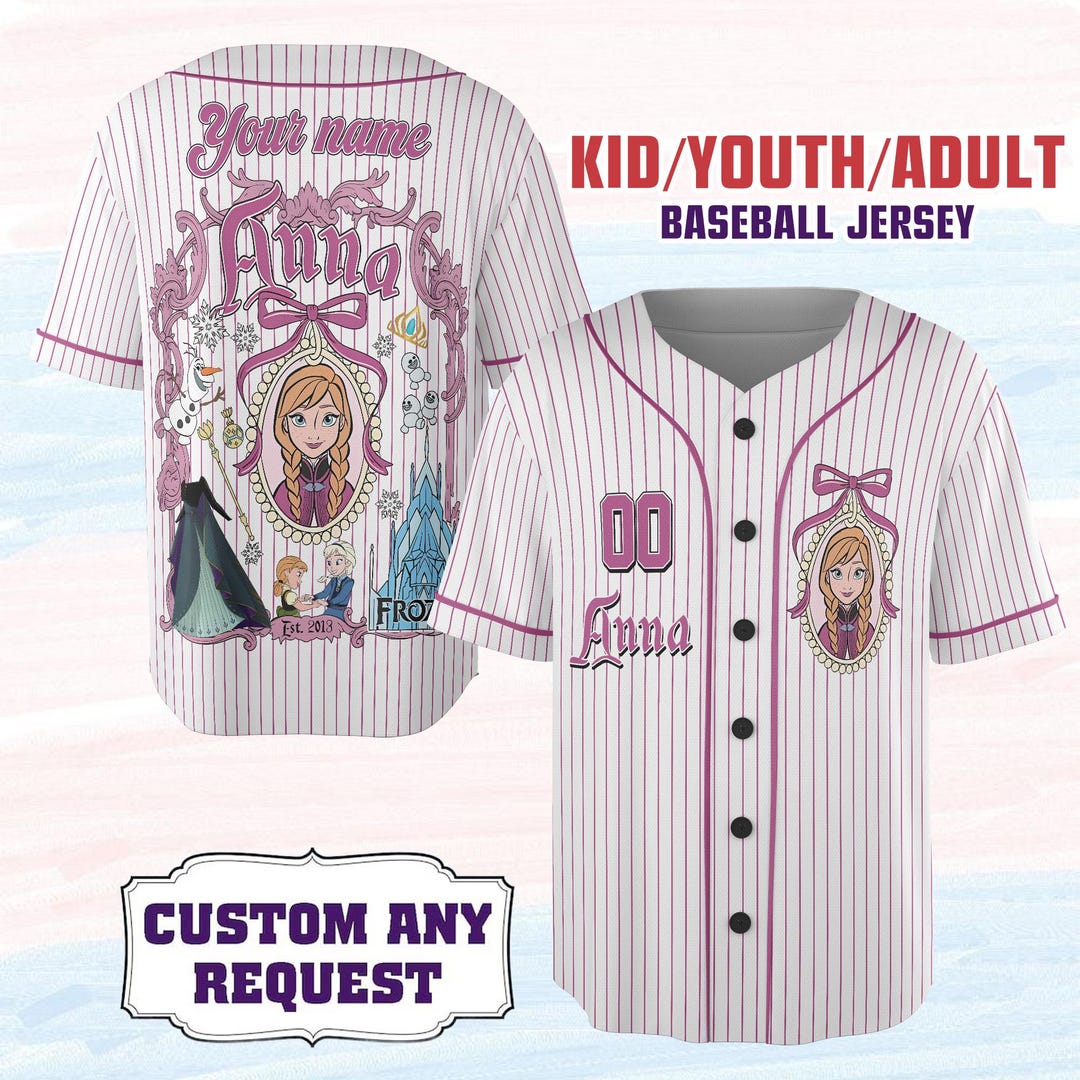 Custom Disney Anna Princess Baseball Jersey, Frozen Movie Shirt, Disney ...