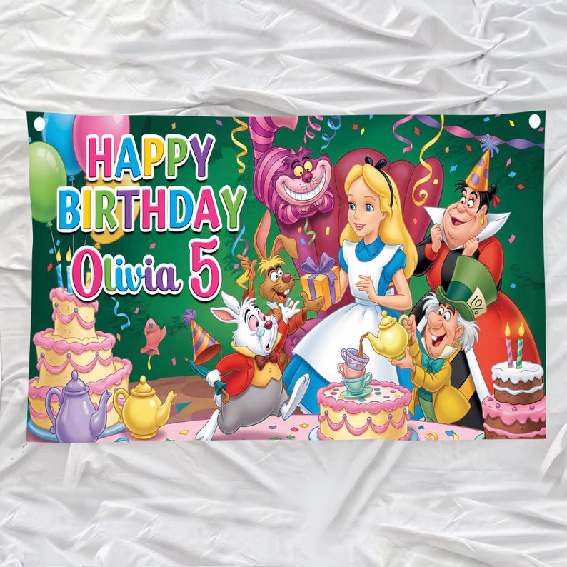 Custome Alice Banner, Birthday Banner, Alice Party Birthday, Alice ...