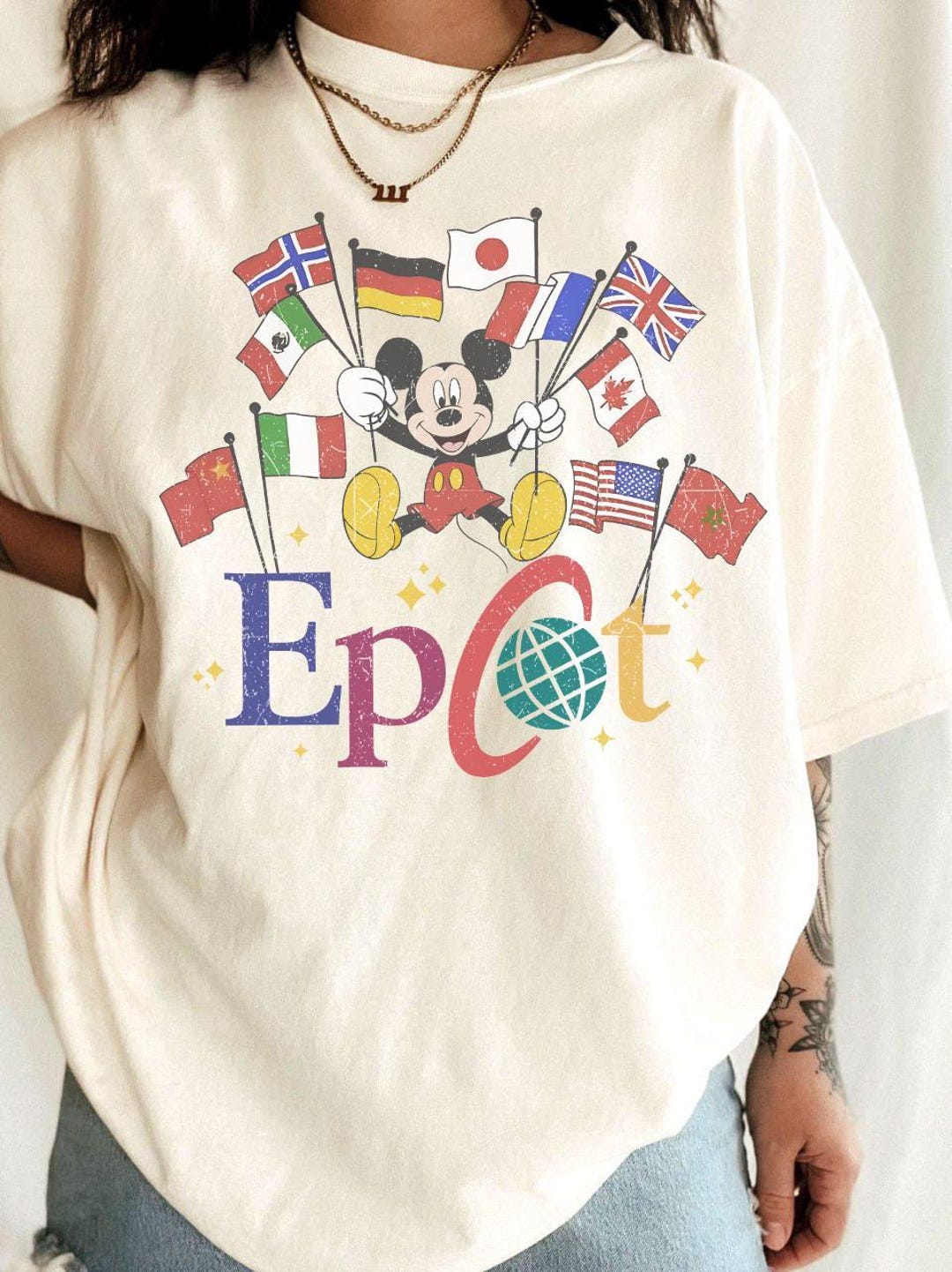 Comfort Colors® Epcot Shirt Mickey Flags of Nations Vintage 90's Style ...