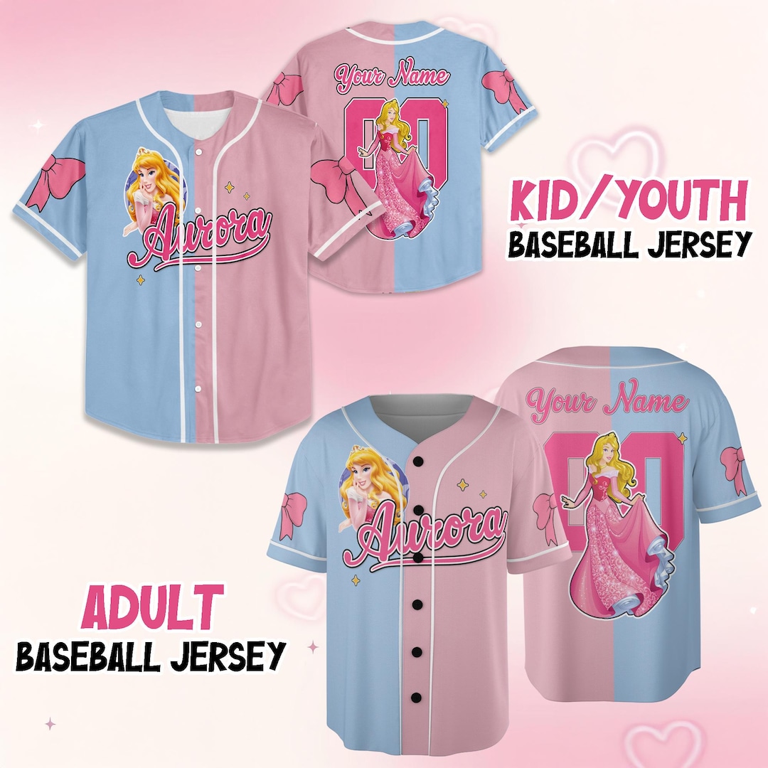 Custom Disney Aurora Baseball Jersey, Sleeping Beauty Disney Princess ...