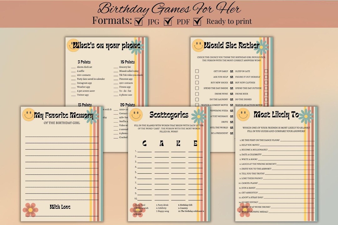 70s Themed Birthday Party Games Graphic - Fun Retro Party Game for ...