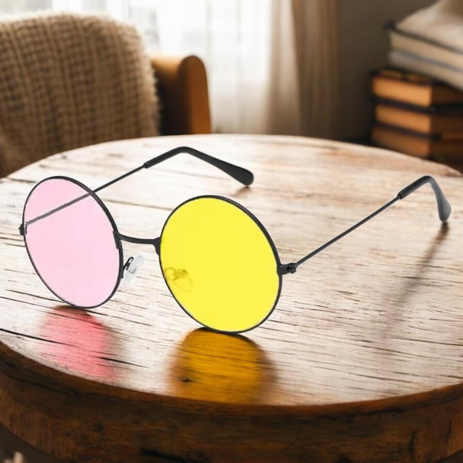 Funky Spamton Round Sunglasses, Cool Fancy Dress Glasses, Metal Frame ...