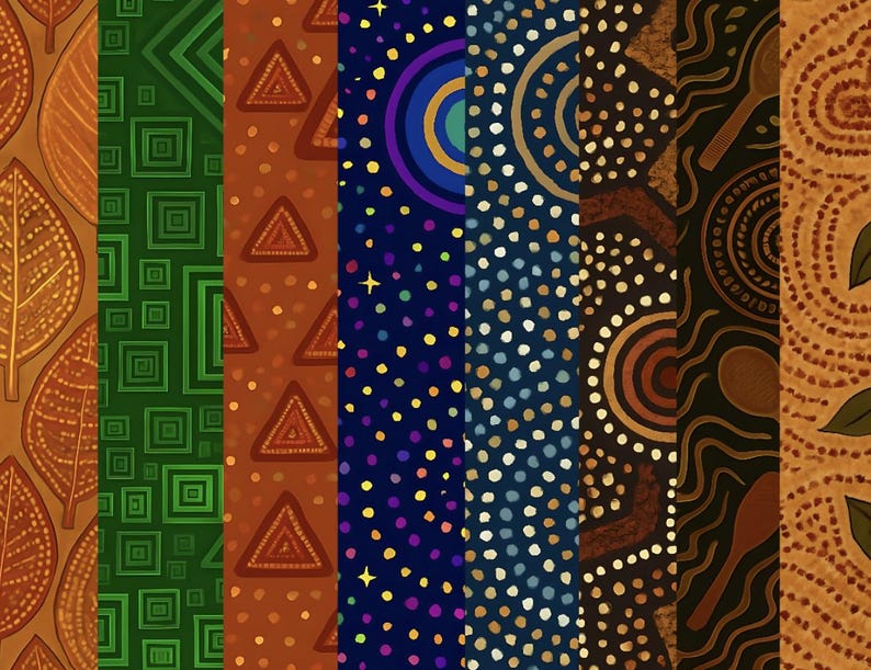 Native Australian Aboriginal Seamless Patterns Digital Paper Tribal ...
