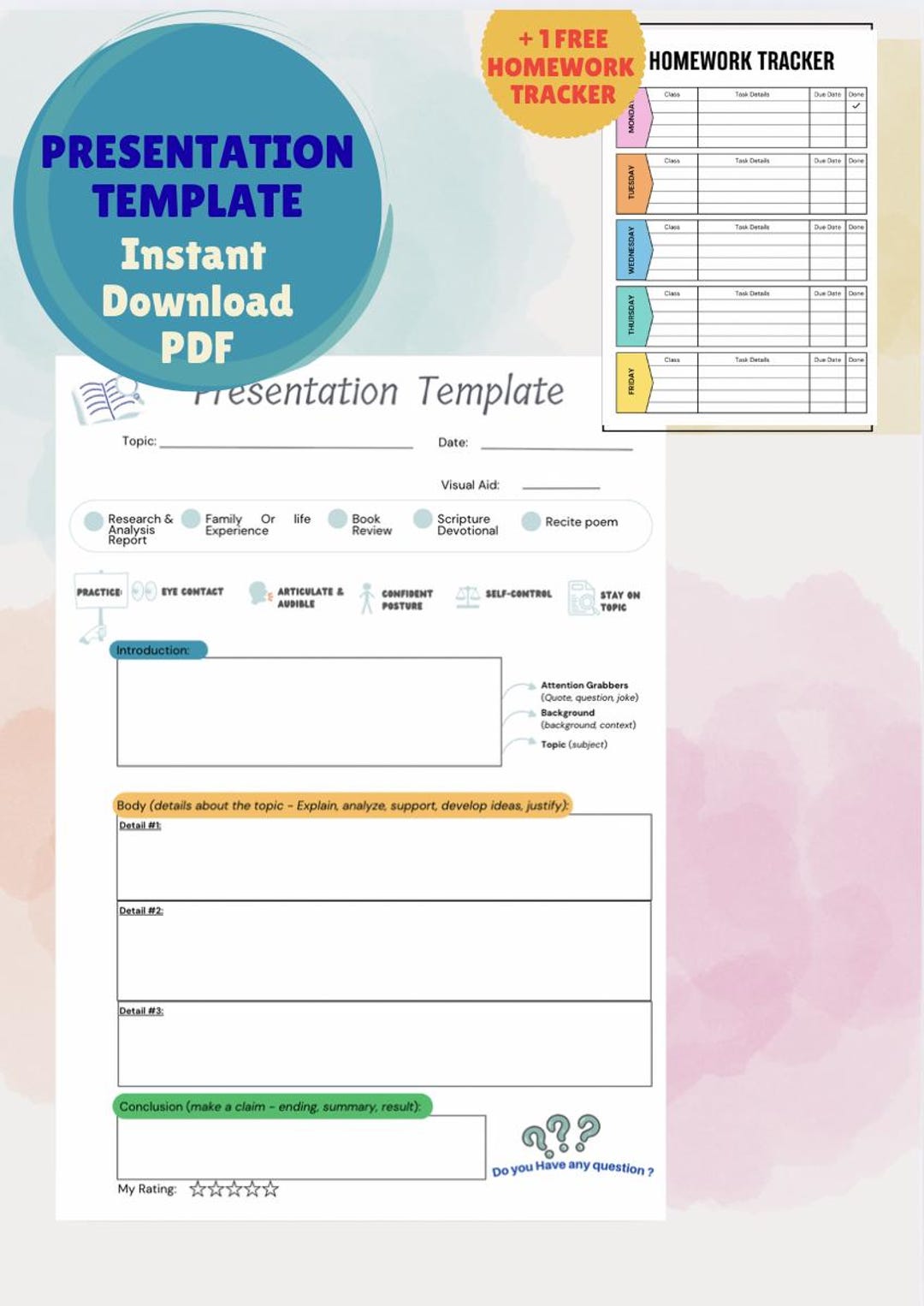 Simple Presentation Template + Free Homework Tracker CC Student Public ...