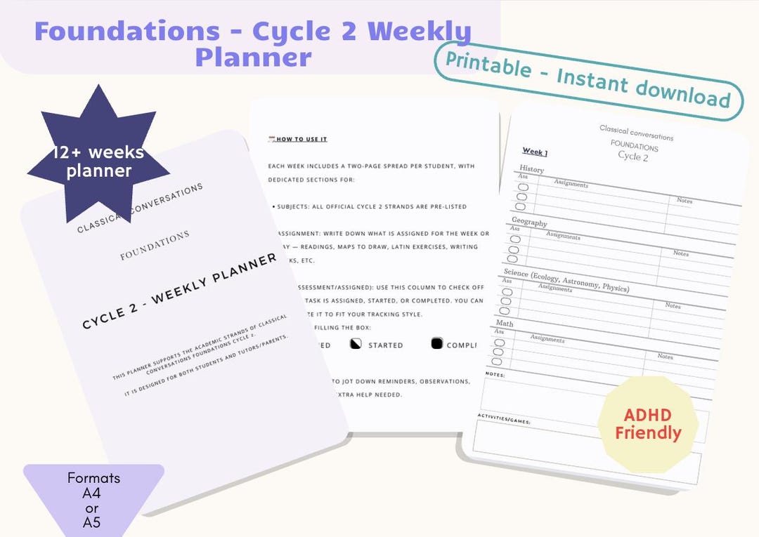 Classical Conversations Foundations Cycle 2 Planner Simple Homeschool ...