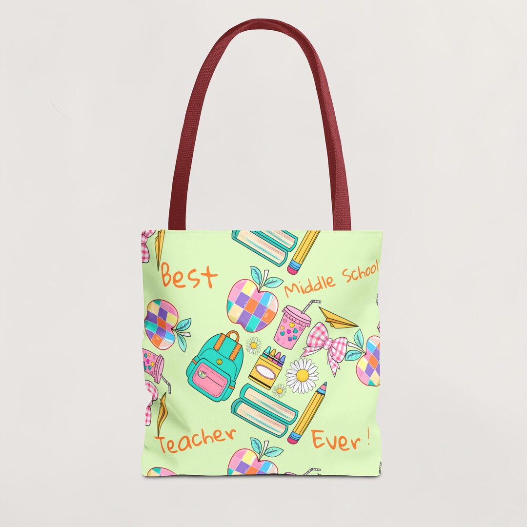 Best Middle School Teacher AOP Tote Bag Colorful Gift for Middle School ...