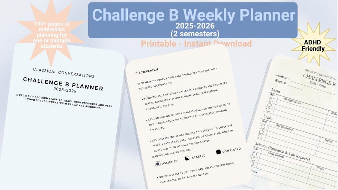 Classical Conversations Challenge B Planner 2025–2026 Simple Homeschool ...