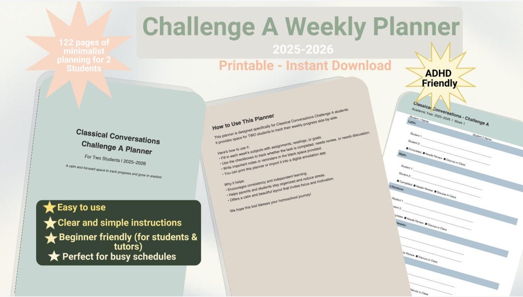 Classical Conversations Challenge A Planner 2025–2026 for 2 Students ...