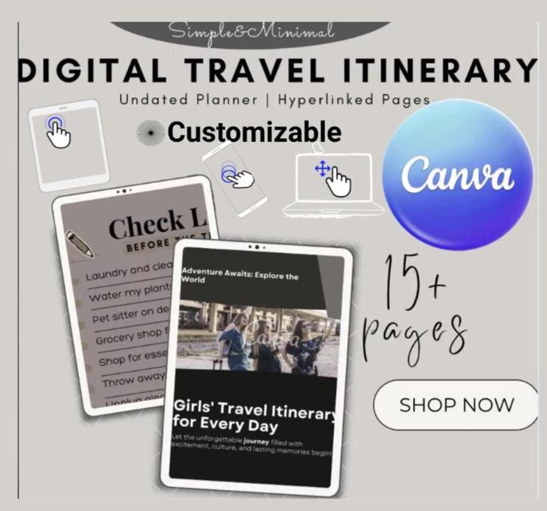 Printable Customizable Trip Itinerary Travel Planner Template for ...