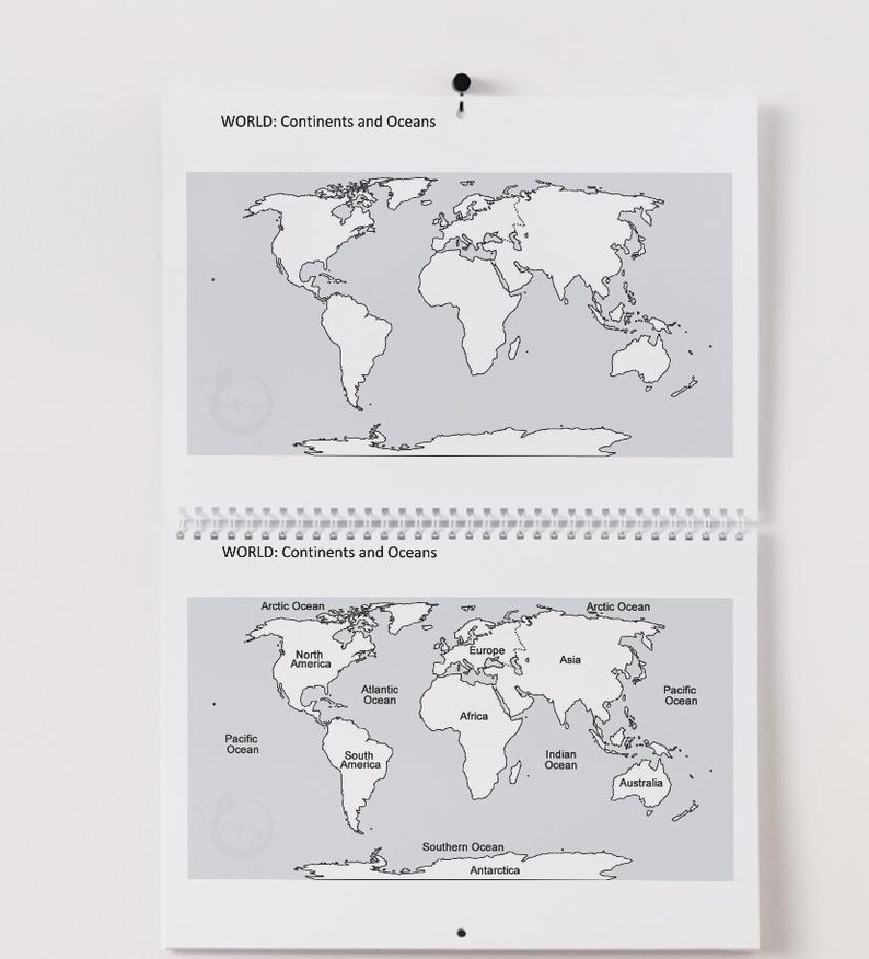 Geography World Map Bundle Printable PDF Blank Labeled Maps Continents ...