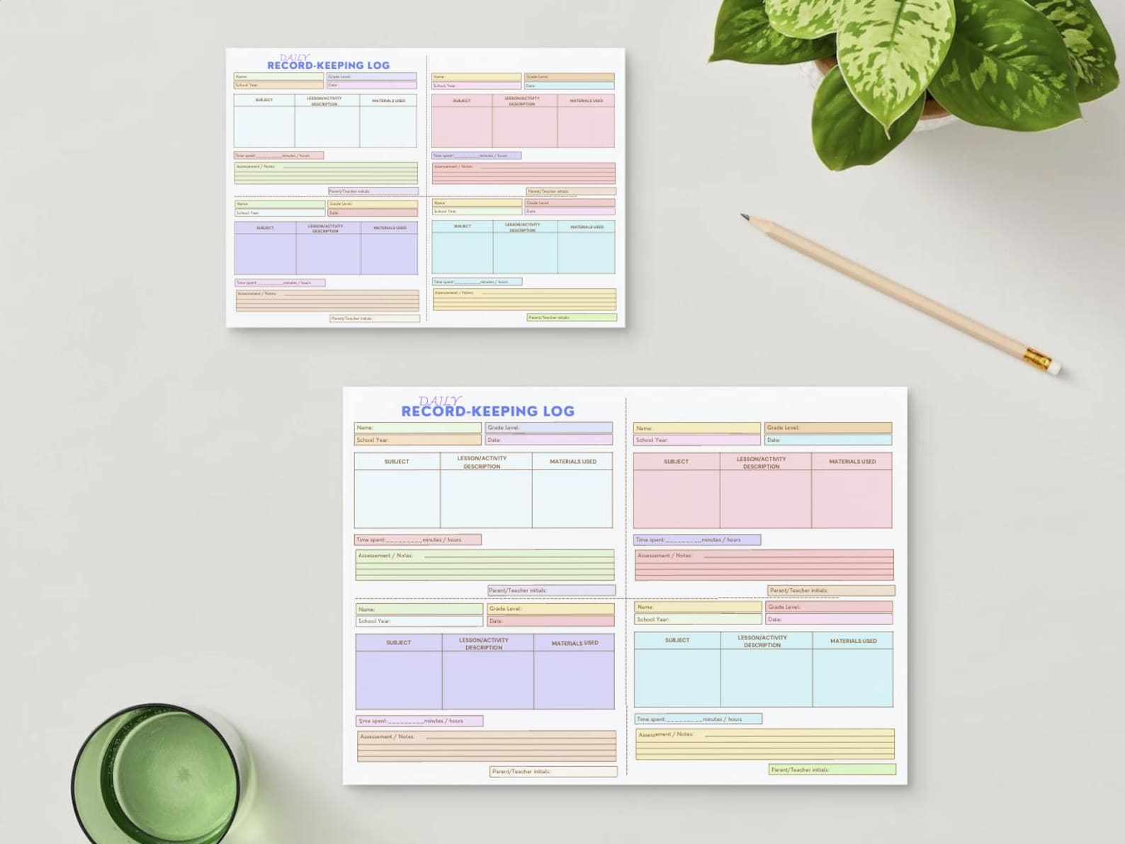 Homeschool Record Keeping Log Printable Daily and Weekly Lesson Planner ...