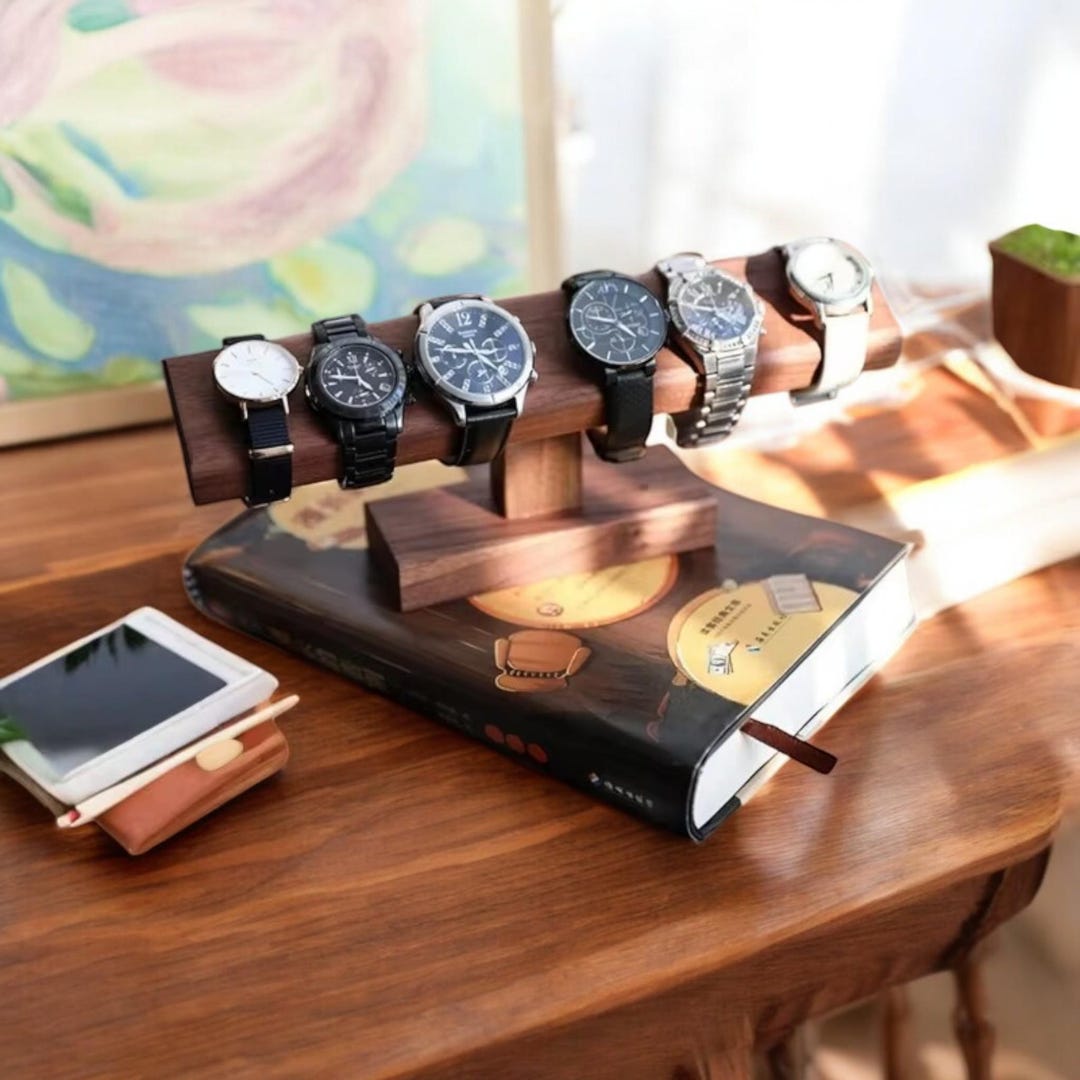 Walnut Watch Stand and Jewelry Holder | Wristwatch Storage and Display ...