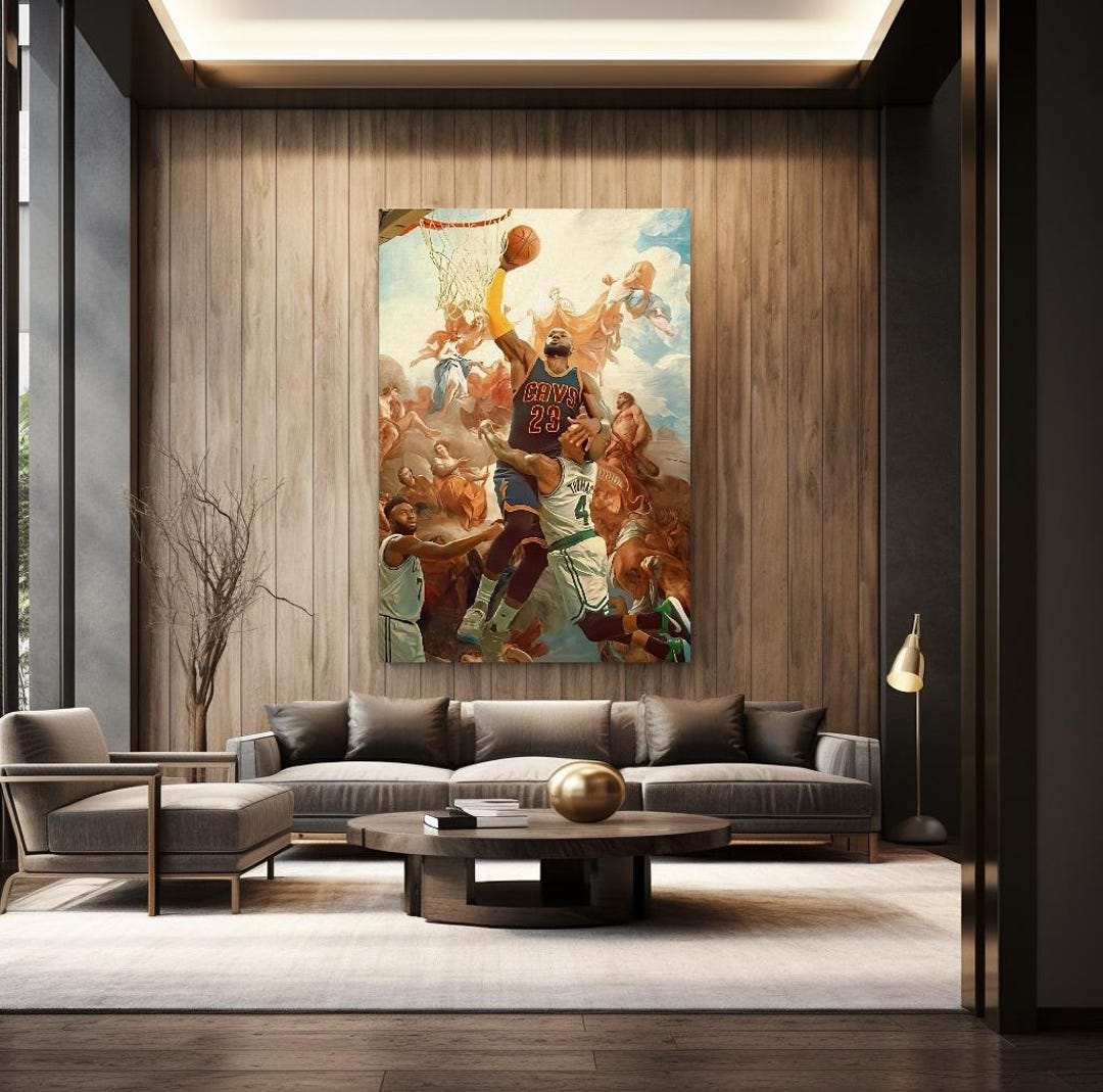 Lebron James Baroque Dunk Art Print – Classical Painting Style ...