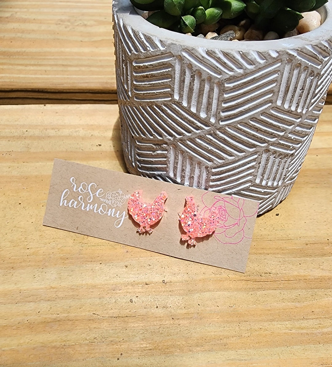 Chicken, Roosters Stud Earrings, Cabochon, Resin Earrings, Gift, Farm ...
