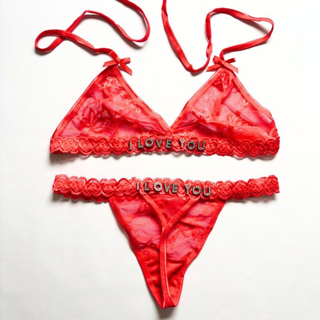 Custom Name Bra Thong & Bra and Panty Set Bride Lingerie Erotic ...