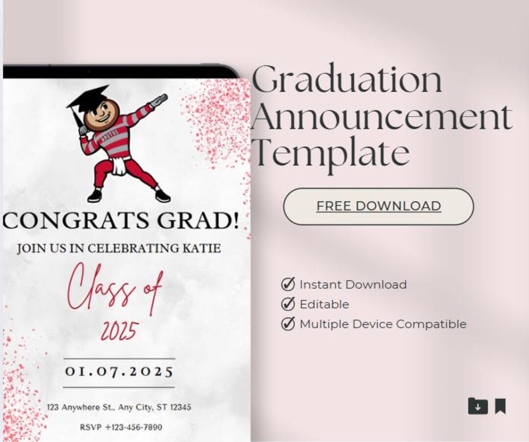 The Ohio State Brutus Graduation Invitation - Etsy