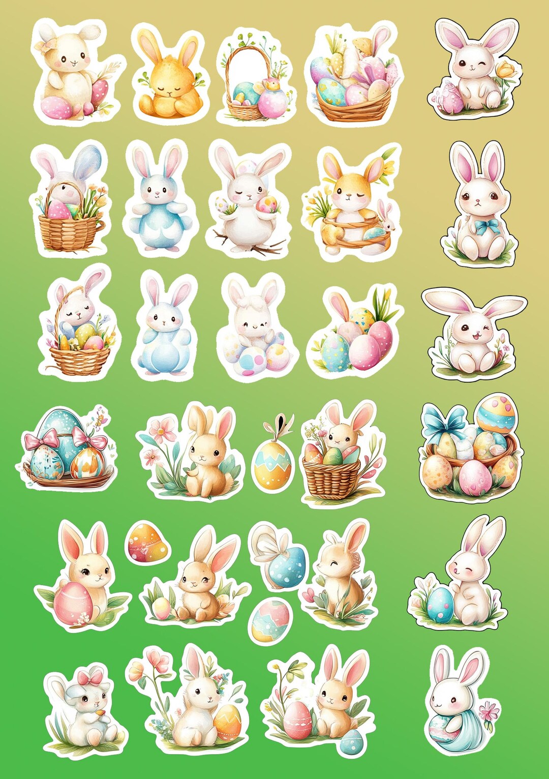 Printable Easter Sticker Sheet - 27 Cute PNG Designs | Instant Download ...