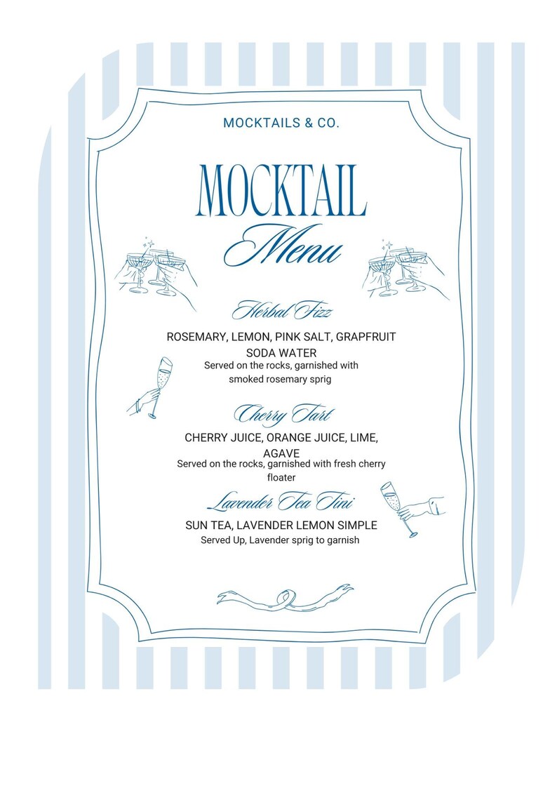 Mocktail Menu, Cocktails, Mocktails, Bar Menu, Menu Template, Signature ...